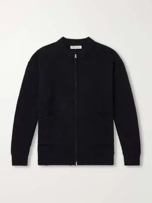 FRIZMWORKS Ribbed Wool-blend Zip-up Sweater - Black
