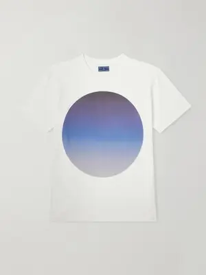 Blue Blue Japan Printed Cotton-jersey T-shirt - White