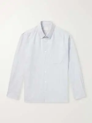 A.p.c. Mateo Striped Logo-embroidered Cotton-poplin Shirt - Blue