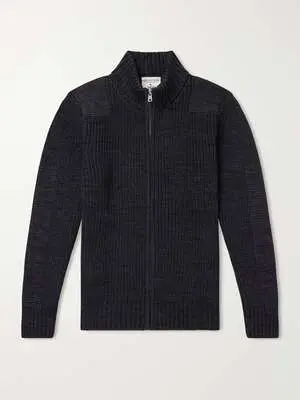 S.N.S. HERNING Robust Merino Wool Zip-up Sweater - Black