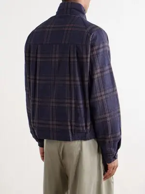 KARDO Stanley Embroidered Checked Cotton Bomber Jacket - Blue