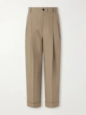 MARGARET HOWELL Straight-leg Pleated Cotton-drill Trousers