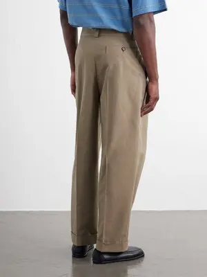 MARGARET HOWELL Straight-leg Pleated Cotton-drill Trousers
