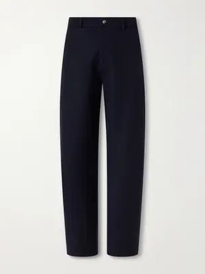 De Bonne Facture Balloon Wide-leg Wool And Cotton-blend Trousers - Blue