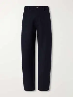 De Bonne Facture Balloon Wide-leg Wool And Cotton-blend Trousers - Navy