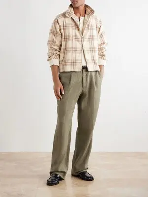 KARDO Stanley Embroidered Checked Cotton Bomber Jacket - Neutrals