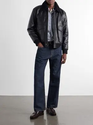 A.p.c. Charles Wool-fleece Trimmed Leather Jacket