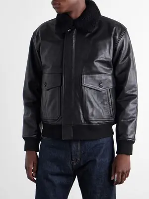 A.p.c. Charles Wool-fleece Trimmed Leather Jacket