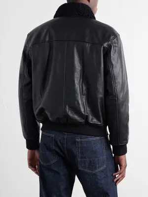 A.p.c. Charles Wool-fleece Trimmed Leather Jacket