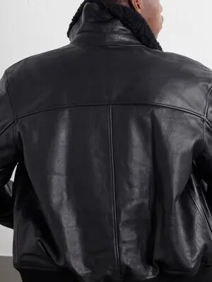 A.p.c. Charles Wool-fleece Trimmed Leather Jacket