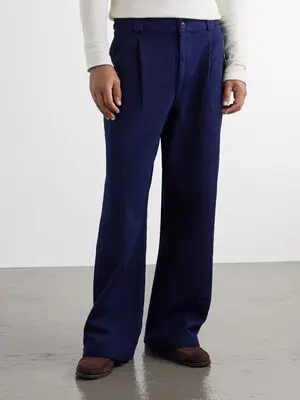 Blue Blue Japan Straight-leg Pleated Sashiko-cotton Trousers
