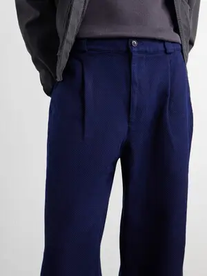 Blue Blue Japan Straight-leg Pleated Sashiko-cotton Trousers