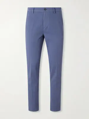 Canali Straight-leg Stretch-cotton Gabardine Trousers - Blue