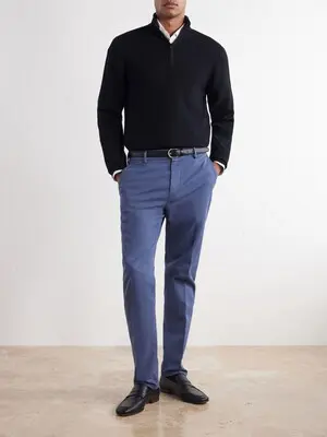 Canali Straight-leg Stretch-cotton Gabardine Trousers