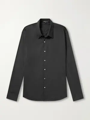 JAMES PERSE Stretch Cotton-blend Poplin Shirt - Black