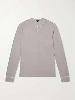JAMES PERSE Cotton-jersey Henley T-shirt - Gray