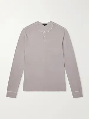 JAMES PERSE Cotton-jersey Henley T-shirt - Gray