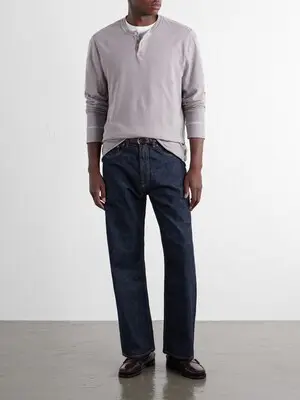 JAMES PERSE Cotton-jersey Henley T-shirt - Gray