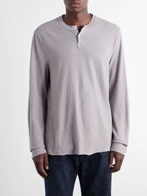 JAMES PERSE Cotton-jersey Henley T-shirt - Gray