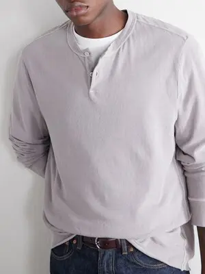 JAMES PERSE Cotton-jersey Henley T-shirt - Gray