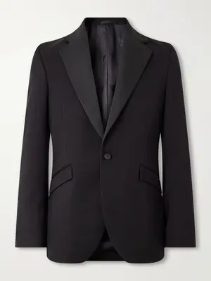 FAVOURBROOK Tommy Grosgrain-trimmed Wool Tuxedo Jacket - Black