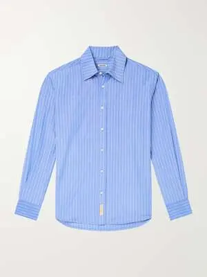 BODE Striped Cotton-poplin Shirt - Blue