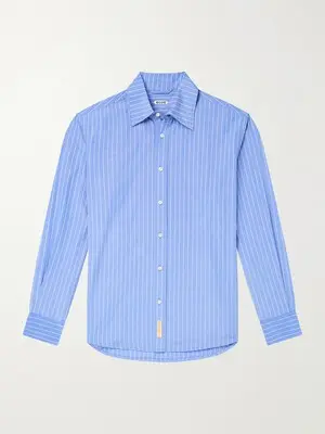 BODE Striped Cotton-poplin Shirt - Blue