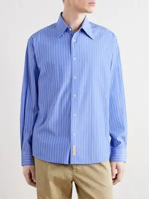BODE Striped Cotton-poplin Shirt - Blue