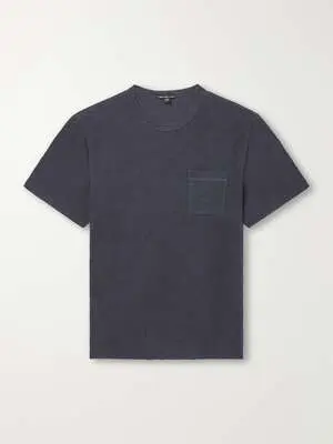 JAMES PERSE Distressed Cotton-jersey T-shirt - Black