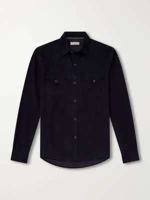Canali Cotton-corduroy Shirt - Navy
