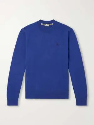 Burberry Logo-embroidered Cashmere-blend Sweater - Blue