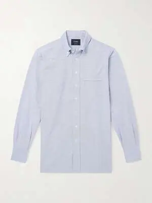 DRAKE'S Button-down Collar Cotton Oxford Shirt - Blue