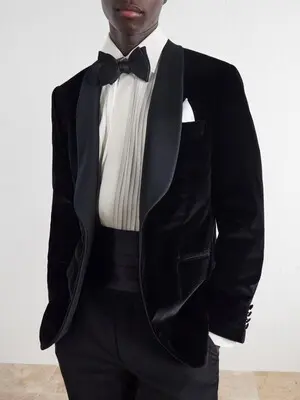Canali Shawl-collar Satin-trimmed Cotton-velvet Tuxedo Jacket