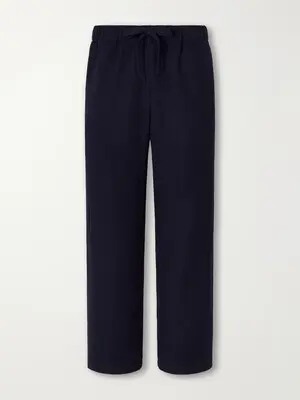 Frescobol Carioca Luan Straight-leg Wool Drawstring Trousers - Blue