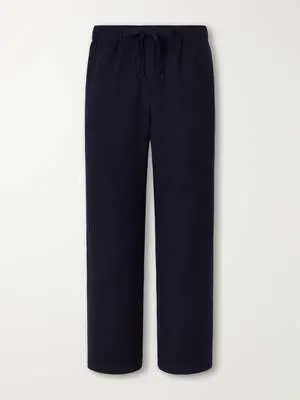 Frescobol Carioca Luan Straight-leg Wool Drawstring Trousers - Navy
