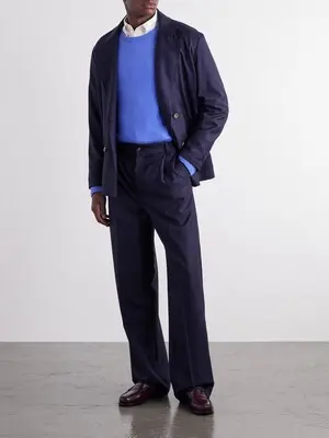 De Bonne Facture Grandad Wide-leg Virgin Wool Trousers
