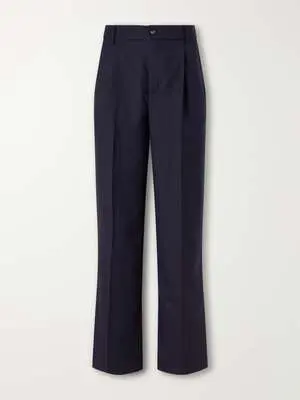 De Bonne Facture Grandad Wide-leg Virgin Wool Trousers - Navy
