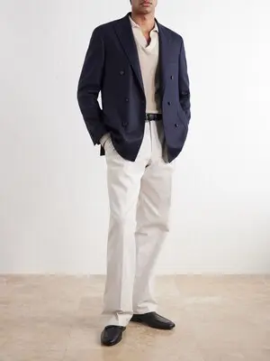 Canali Kei Double-breasted Wool And Silk-blend Blazer