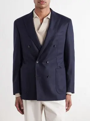 Canali Kei Double-breasted Wool And Silk-blend Blazer