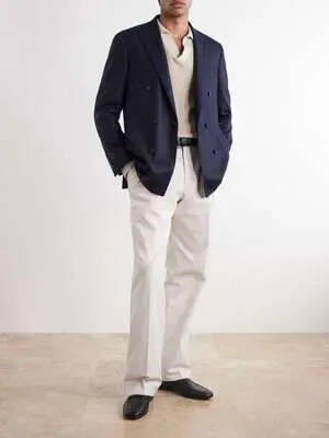 Canali Kei Double-breasted Wool And Silk-blend Blazer