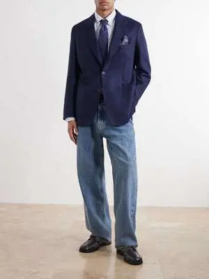 DRAKE'S Button-down Collar Striped Cotton Oxford Shirt