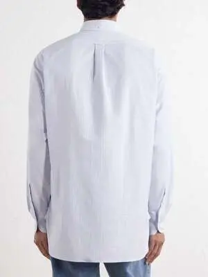 DRAKE'S Button-down Collar Striped Cotton Oxford Shirt