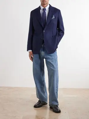 DRAKE'S Button-down Collar Striped Cotton Oxford Shirt