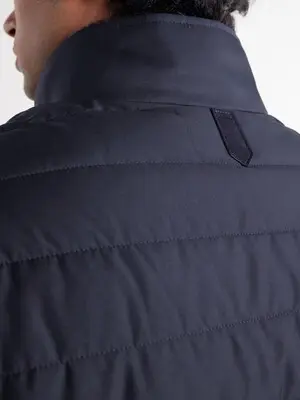 Canali Leather-trimmed Quilted Shell Bomber Jacket