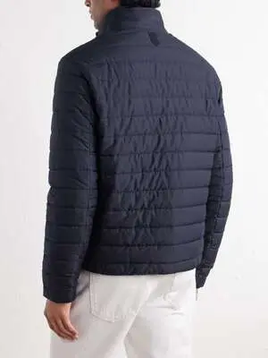Canali Leather-trimmed Quilted Shell Bomber Jacket