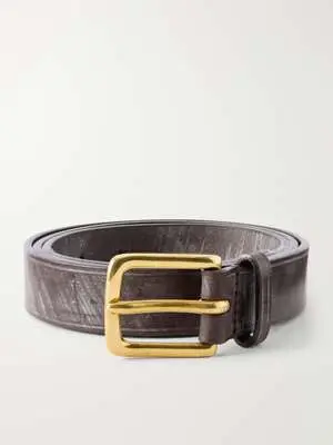 DRAKE'S 2cm Leather Belt - Brown