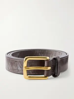 DRAKE'S 2cm Leather Belt - Brown