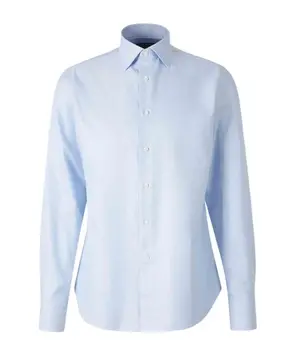 Canali Long Sleeved Textured Shirt - Light Blue