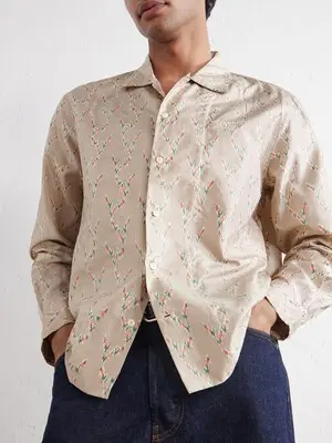 BODE Sagebrush Printed Silk-satin Shirt - Neutrals