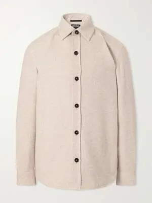 Zegna Cashmere And Silk-blend Twill Overshirt - Beige